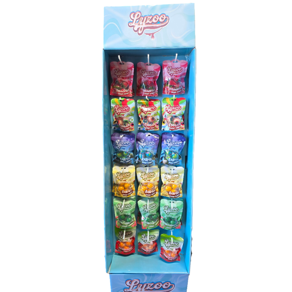 LYZOO BOX DISPLAY GUMMY CANDY 72G 72CT (DISPLAY INCLUDED) – US 1 WHOLESALE