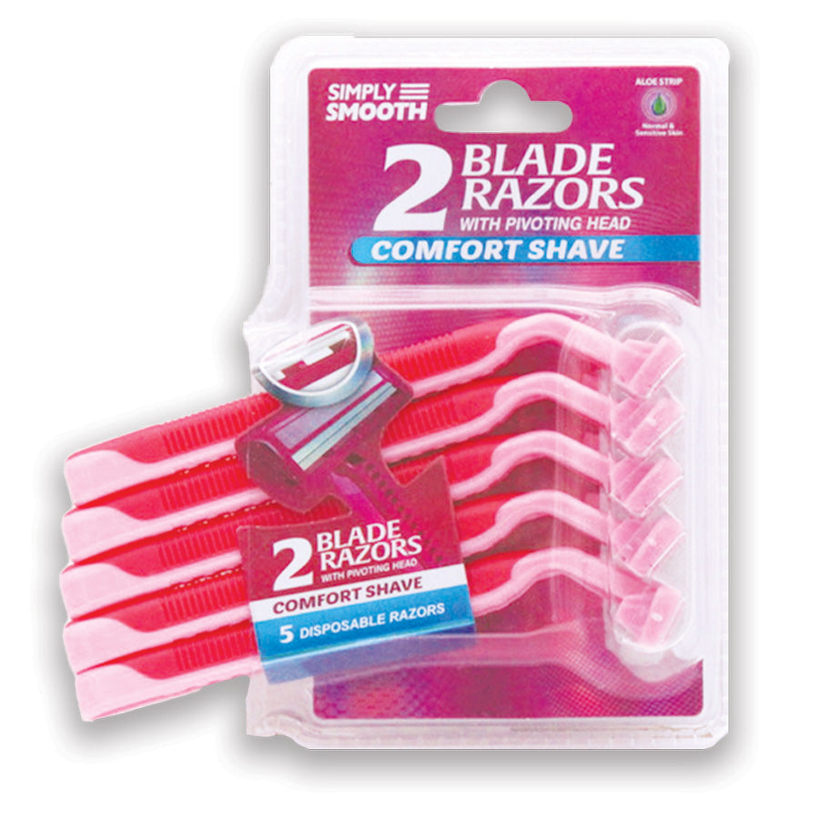 RAZORS SIMPLY SMOOTH FOR WOMEN 2 BLADE 5PK 1CT – US 1 WHOLESALE